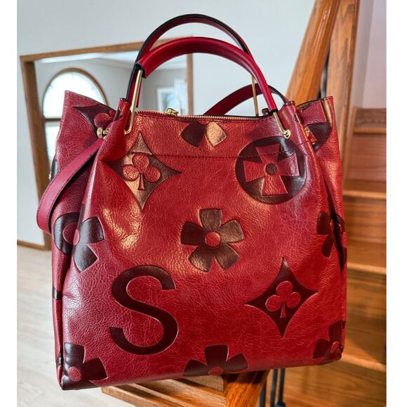 Unbranded | Bags | Nwot Red Floral Embossed Top Handle Handbag W ...